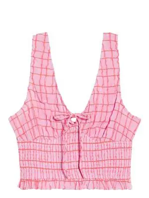 Rip Curl Paradise Check Cotton Blend Crop Tank - Pink