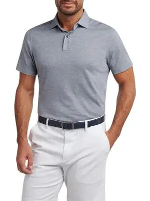 David Donahue Brushed Cotton Piqué Polo - Navy