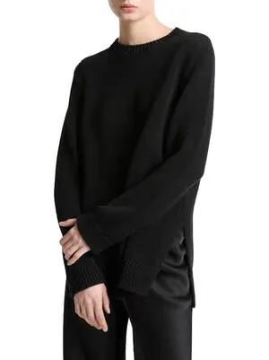 Vince Cotton-blend Tunic Sweater - Black