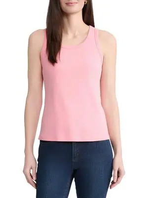 Jones New York Scoop Neck Cotton Tank - Coral Canyon