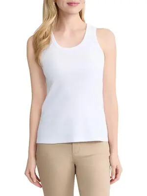 Jones New York Scoop Neck Cotton Tank - Natural White