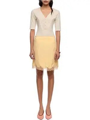 Bimba Y Lola Lace Hem Mini Skirt Yellow