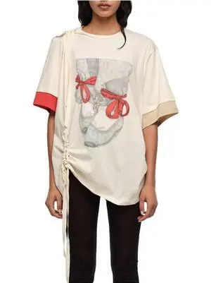 Bimba Y Lola Logo Ruched T-shirt - Vanilla