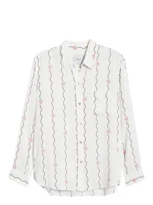 Rails Charli Seashell Stripe Linen Blend Shirt - Striped Seashells
