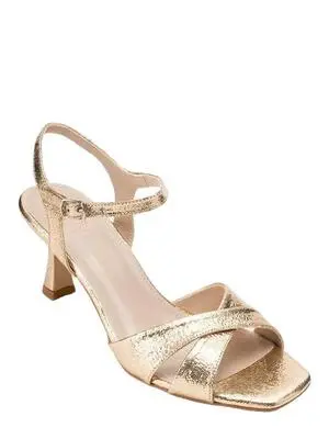 PROLOGUE SHOES Melin Cross Strap Stiletto Sandal - Gold