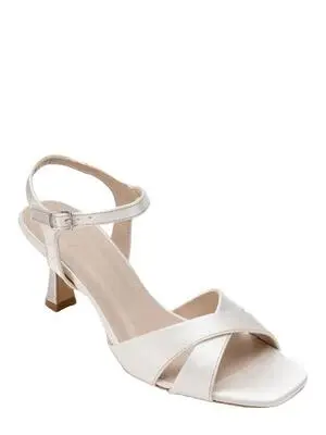 PROLOGUE SHOES Melin Cross Strap Stiletto Sandal - Ivory Satin