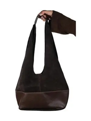 FOREVER & ALWAYS SHOES Avos Leather Shoulder Bag Brown Suede