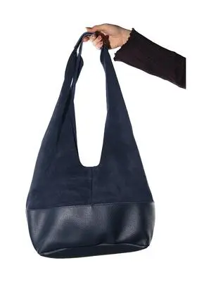 FOREVER & ALWAYS SHOES Avos Leather Shoulder Bag Navy Suede