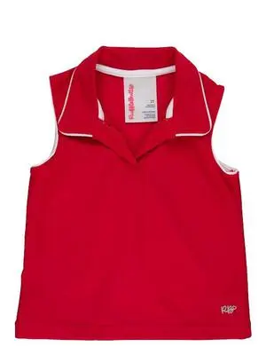 RUFFLEBUTTS Upf 50+ Sleeveless Active Polo Top - Red