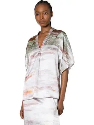 ROKSANDA Varo Printed Silk Blouse - Brush Mint/cinnamon/white