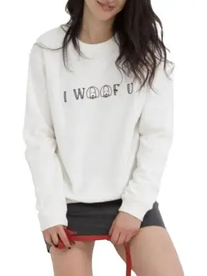 MOSHIQA I Woof U Embroidered Sweatshirt - White