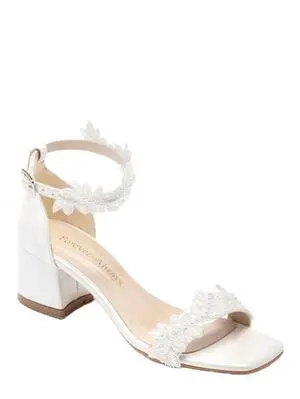 FOREVER & ALWAYS SHOES Elodie Lace Block Heel Sandal - Ivory