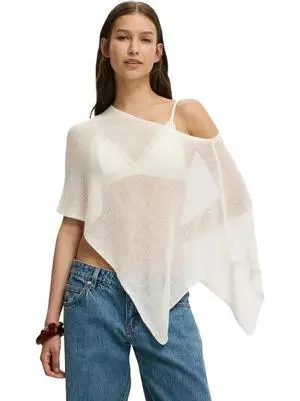 COTTON ON Sheer Knit Poncho - Porcelain