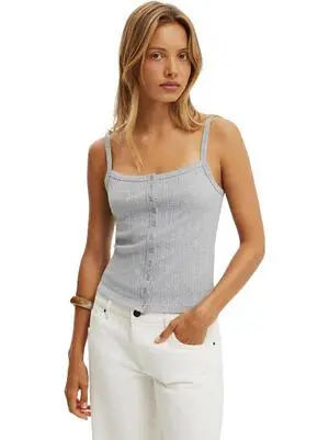 COTTON ON Henley Tank - Grey Marle