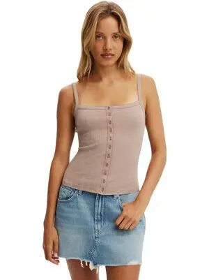 COTTON ON Henley Tank - Taupe