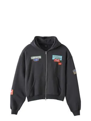 COTTON ON Cropped Zip-up Graphic Hoodie - Washed Black  Skyworks