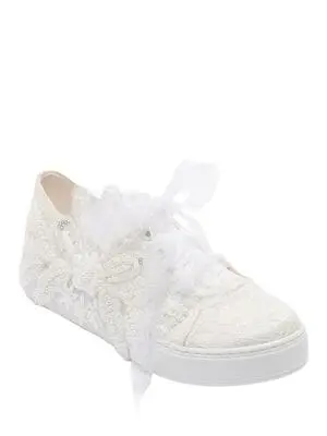 FOREVER & ALWAYS SHOES Lora Bridal Lace Up Sneakers - Ivory