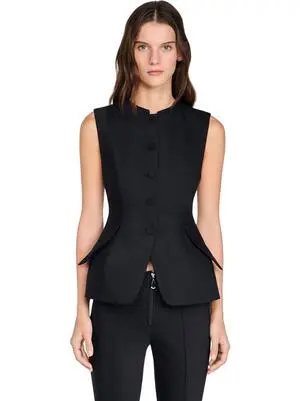 Sandro Fitted Peplum Vest - Black