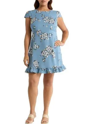 SUGARLIPS Floral Ruffle Mini Dress - Blue-multi