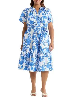 SUGARLIPS Floral Cora Button Midi Dress