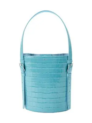 Coperni Ergonomical Croc Embossed Bucket Bag - Blue Blu