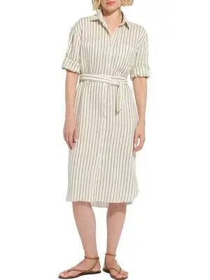 LYSSÉ Juniper Stripe Belted Linen Shirtdress