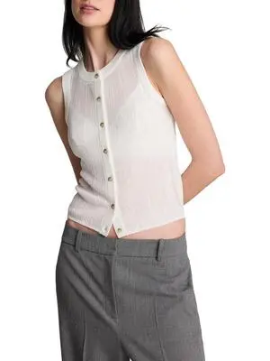 KENNETH COLE Rib Knit Sweater Vest - Pure White