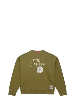 Mitchell & Ness Boston Celtics Lightweight Script Sweatshirt - Olive