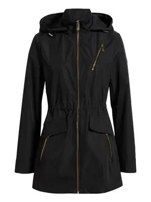 Michael Kors Zip-front Jacket With Removable Hood - Black