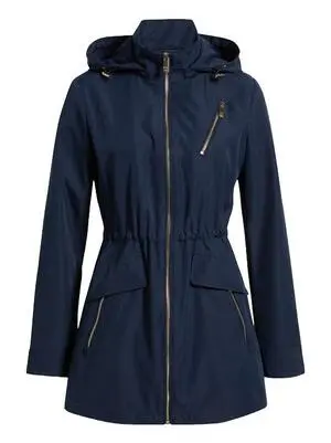 Michael Kors Zip-front Jacket With Removable Hood - Midnight