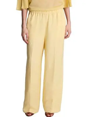 KENNETH COLE Pull-on Linen Blend Straight Leg Pants - Pastel Yellow