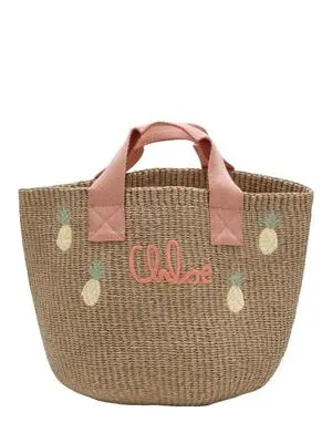 CHLOÉ Raffia-Effect Tote With Embroidery