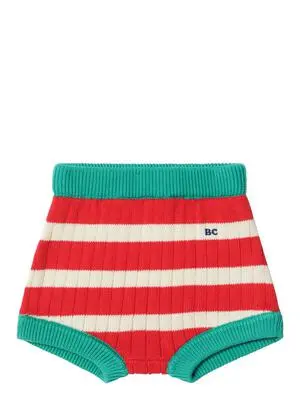 BOBO CHOSES Striped Knit Shorts Red