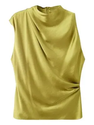 Mango Hammered Satin Top - Yellow