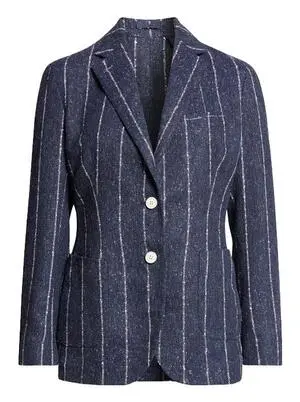 ELEVENTY Stripe Slubby Linen Blend Jacket