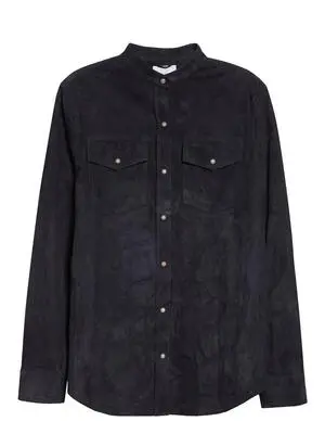 Eleventy Lambskin Suede Overshirt 11 Blue