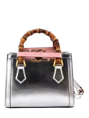 Gucci Diana Nm Bamboo Handle Mini Tote - Silver
