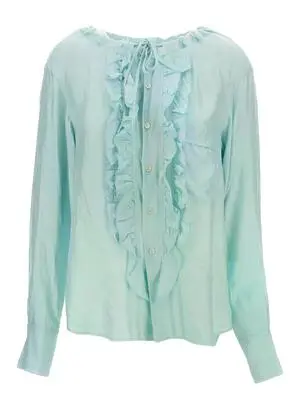 Plan C Ruffled-detail Blouse - Blue
