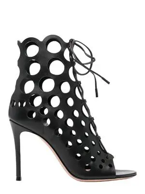 GIANVITO ROSSI Cutout Lace-up Sandals - Black
