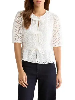 CECE DUPRAZ Lace Peplum Top - New Ivory