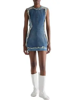 Acne Studios Sleeveless Deconstructed Denim Minidress - Mid Blue