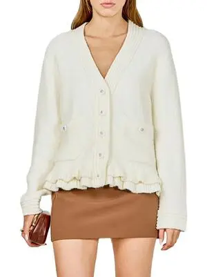 Endless Rose Fuzzy Ruffle Cardigan - Cream