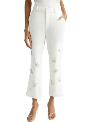 Cinq À Sept Kerry Crystal Studded Crop Pants - Ivory Multi