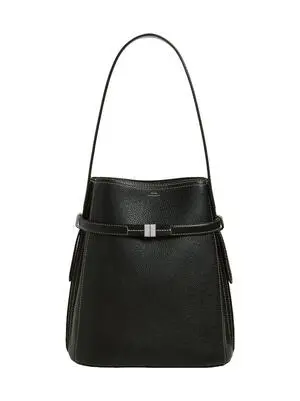 TOTEME Grained Leather Bucket Bag - Black