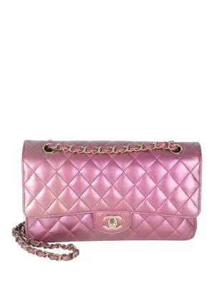 CHANEL Dark Iridescent Quilted Lambskin Medium Classic Double Flap Bag