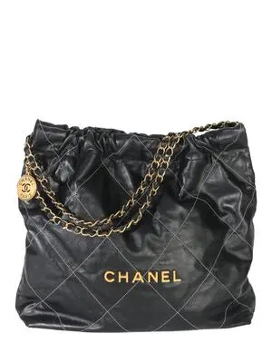 CHANEL Chanel Quilted Shiny Calfskin 22 Hobo