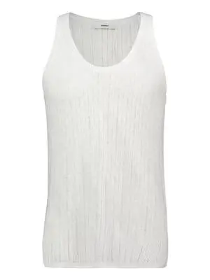Commas Pointelle-knit Tank Top - White