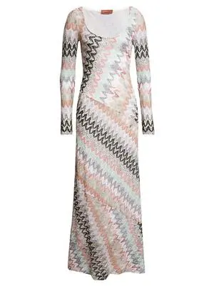Missoni Metallic Zigzag Knit Dress - Wht Pnk Lt Ble Tones