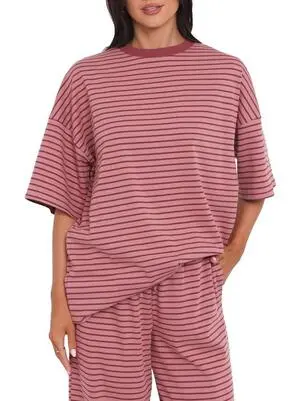 PETAL & PUP Oversized Stripe T-shirt - Pink Red Stripe