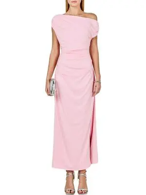 Endless Rose One-Shoulder Midi Dress Baby Pink